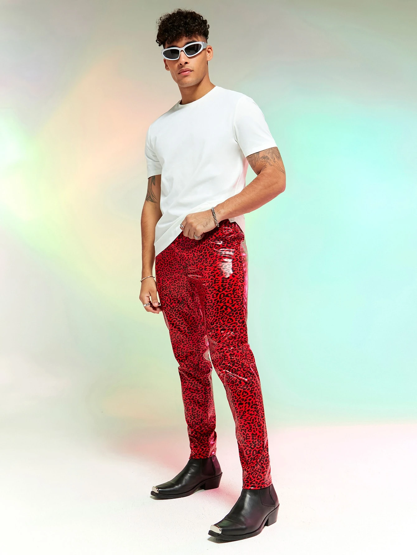 Manfinity Men Leopard Print PU Leather Pants | SHEIN USA