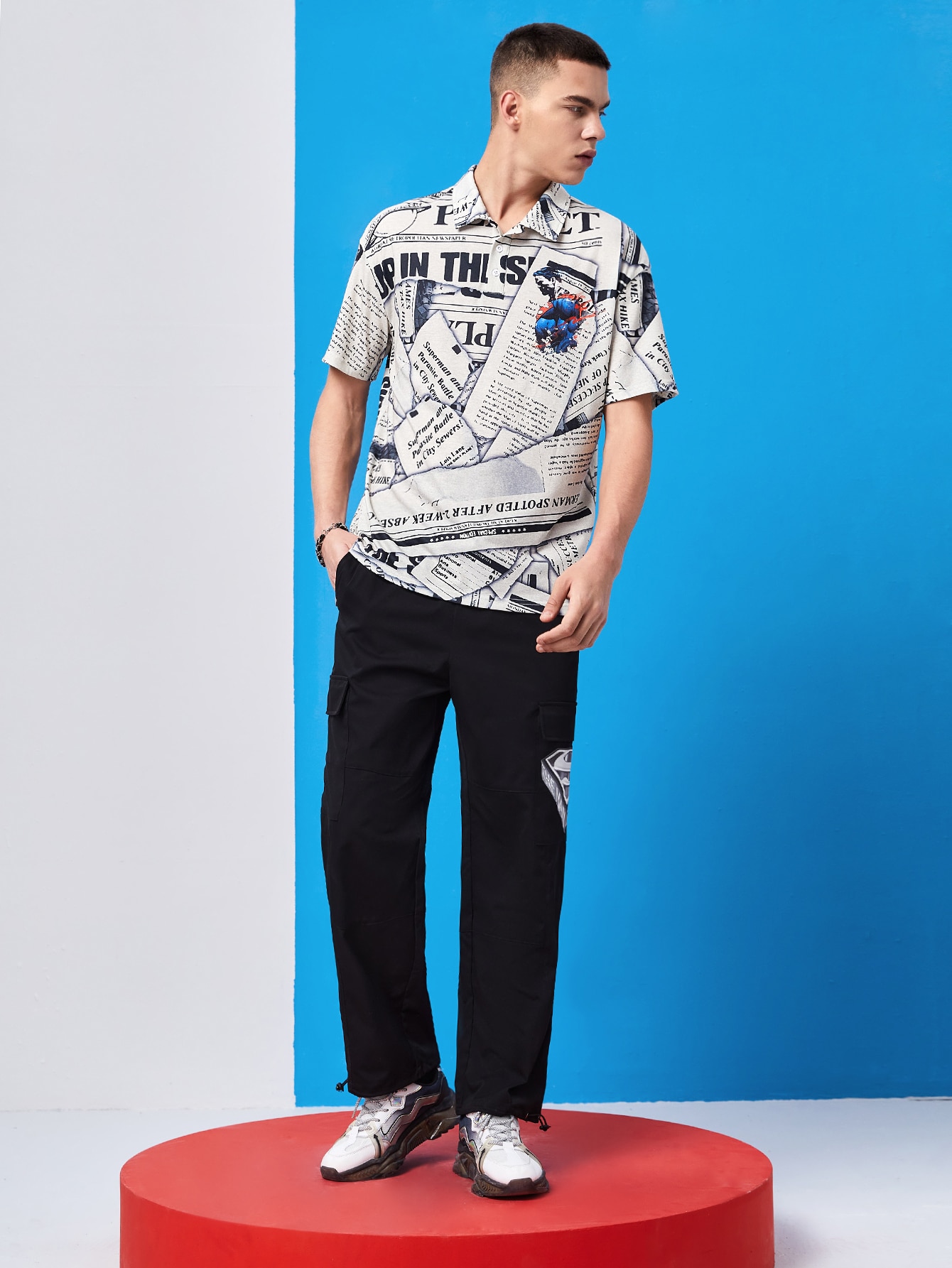 SUPERMAN X SHEIN homens Camisa polo figura e gráfico de slogan | SHEIN ...