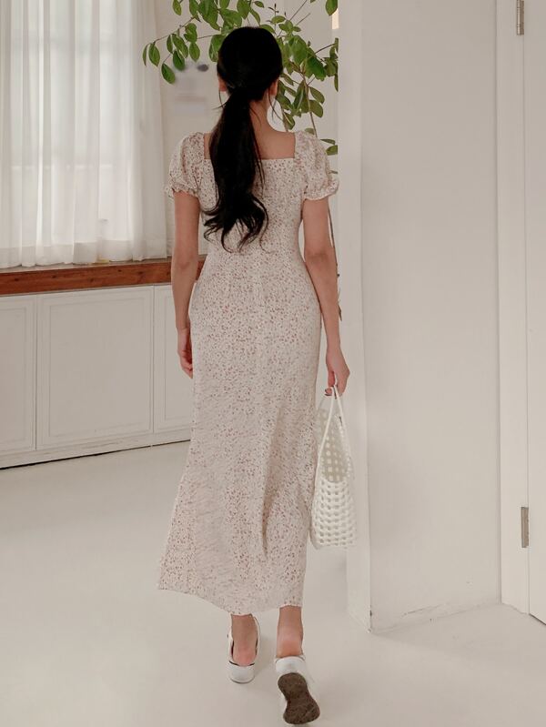 Dazy Ditsy Floral Print Split Thigh Dress Shein Usa