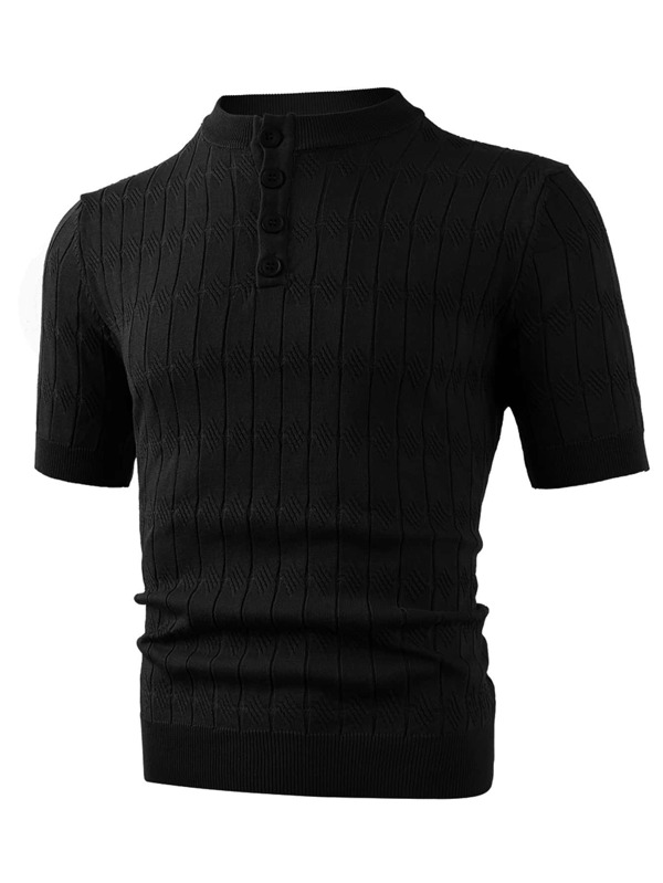 Manfinity Homme Men Solid Half Button Placket Knit Top | SHEIN USA