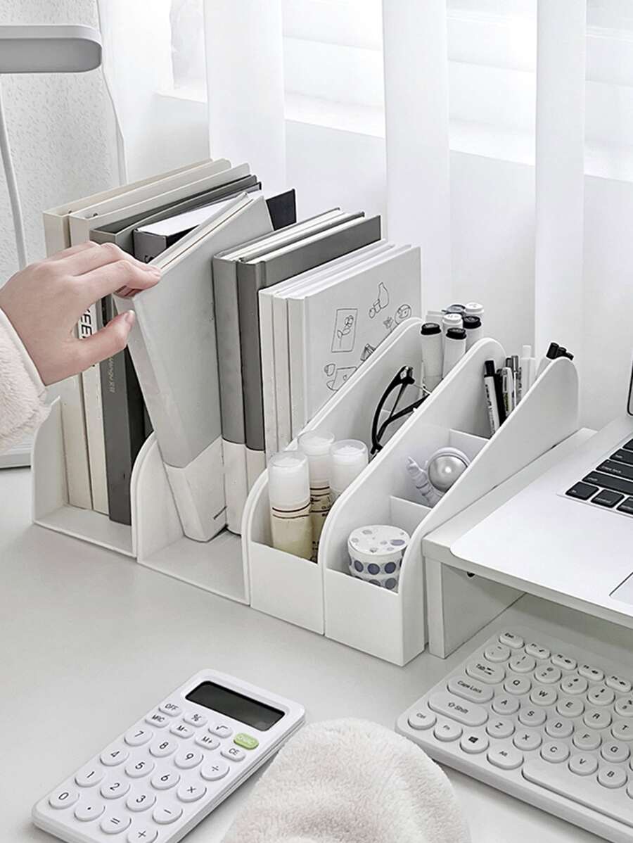 1pc Plain Color Bookend & 1pc Pen Holder | SHEIN UK