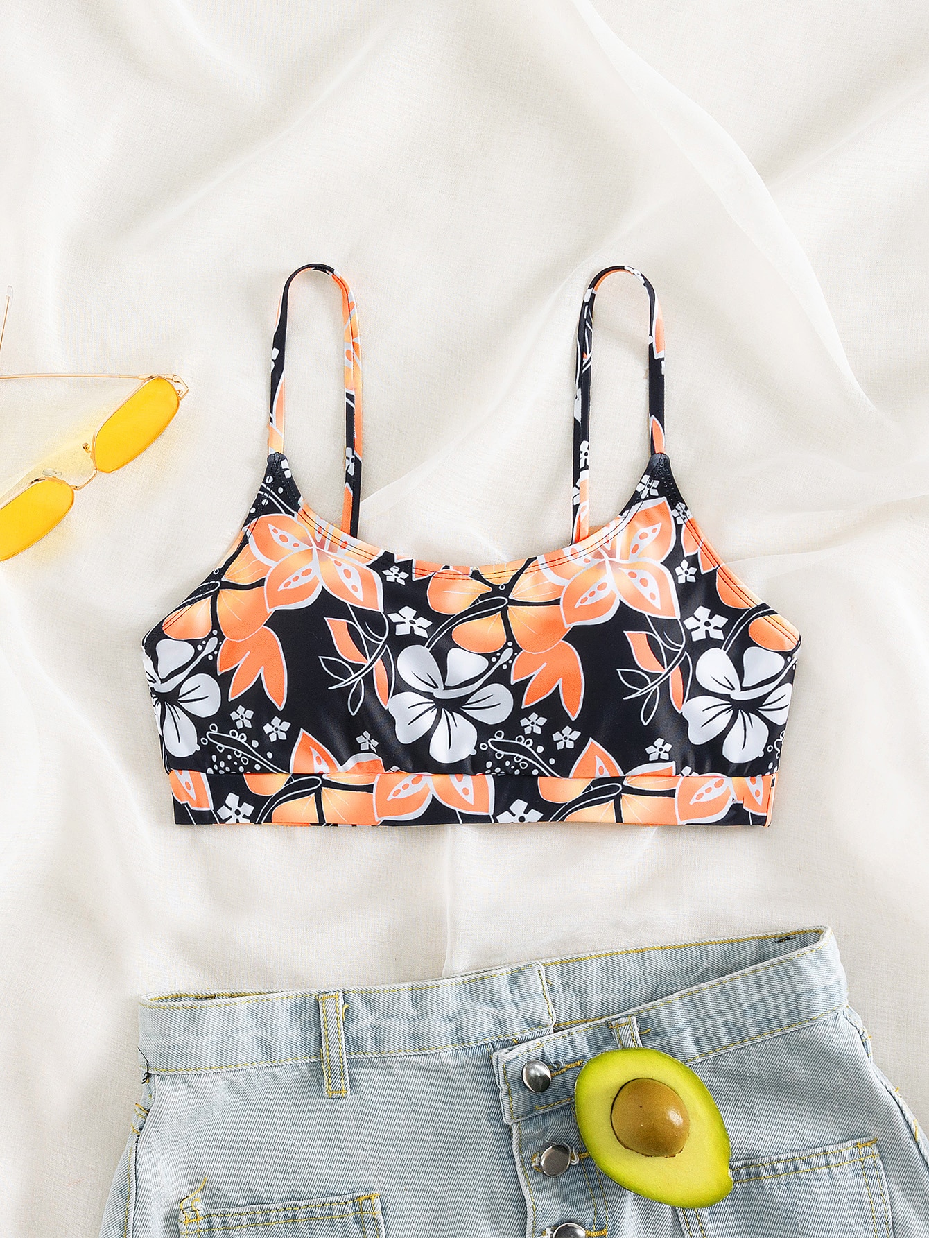 Floral Print Bikini Top Shein Uk