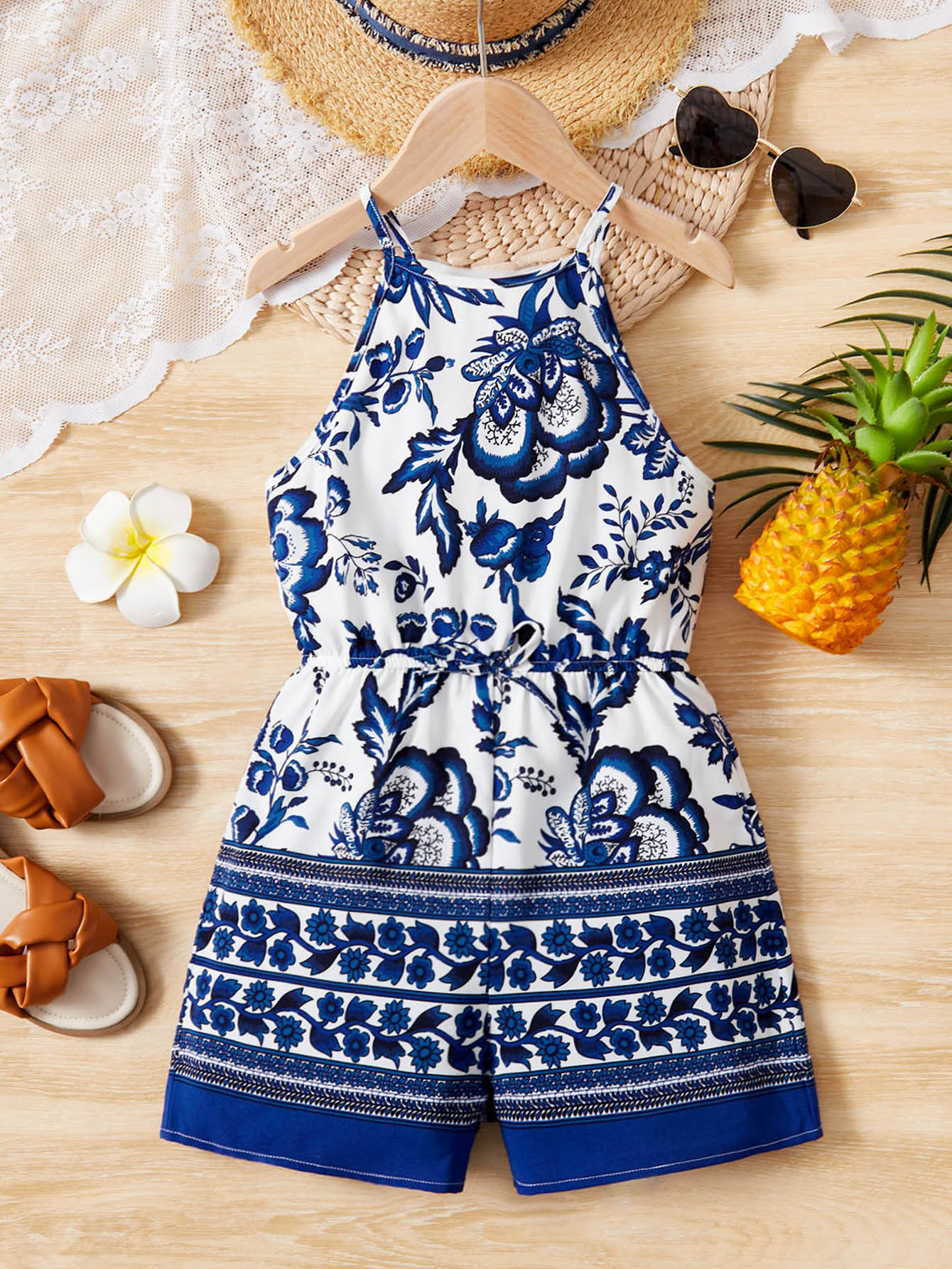 SHEIN Tween Girl Bohemian Sleeveless Floral Printed Spaghetti Strap ...