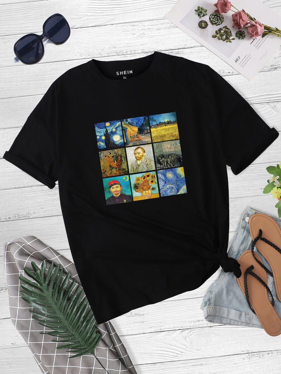 SHEIN LUNE Taglie Forti Maglietta con stampa dipinto | SHEIN ITALIA