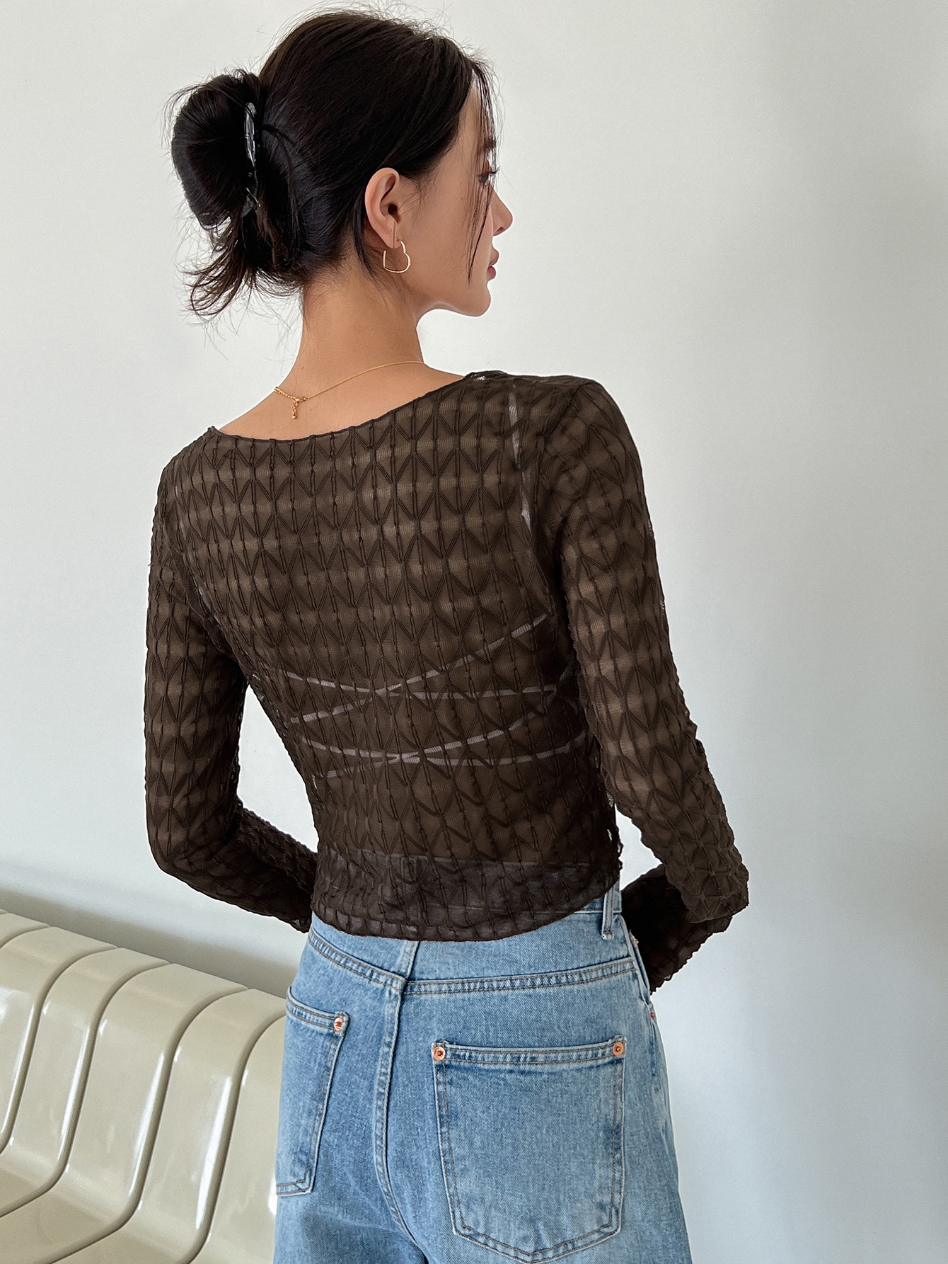 DAZY Top Corto Sólido Transparente Sin Sostén Y Con Frente Abierto ...