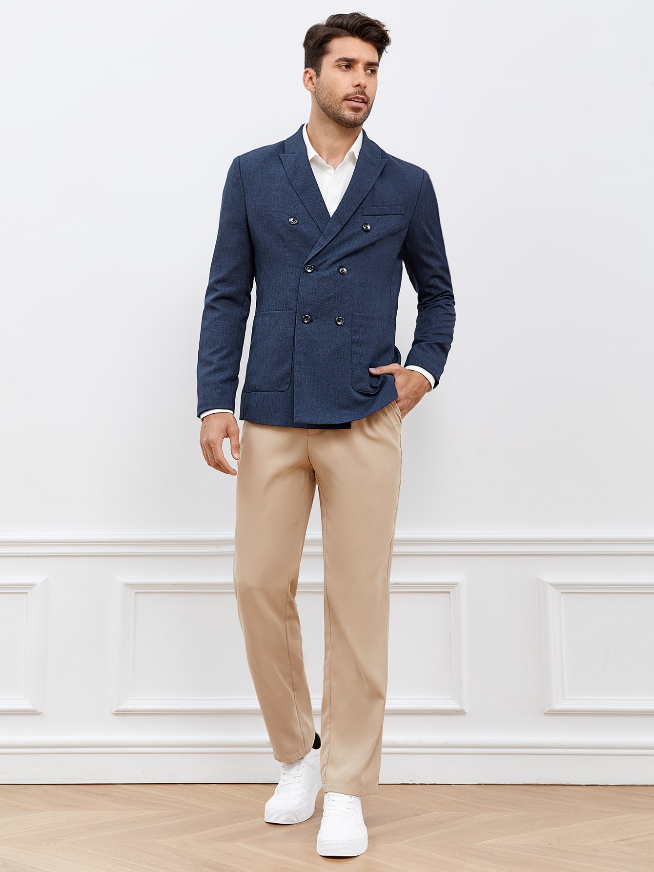 Manfinity Men Double Breasted Dual Pocket Blazer | SHEIN UK
