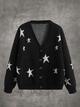 Grunge Punk Star Pattern Button Front Cardigan | SHEIN USA