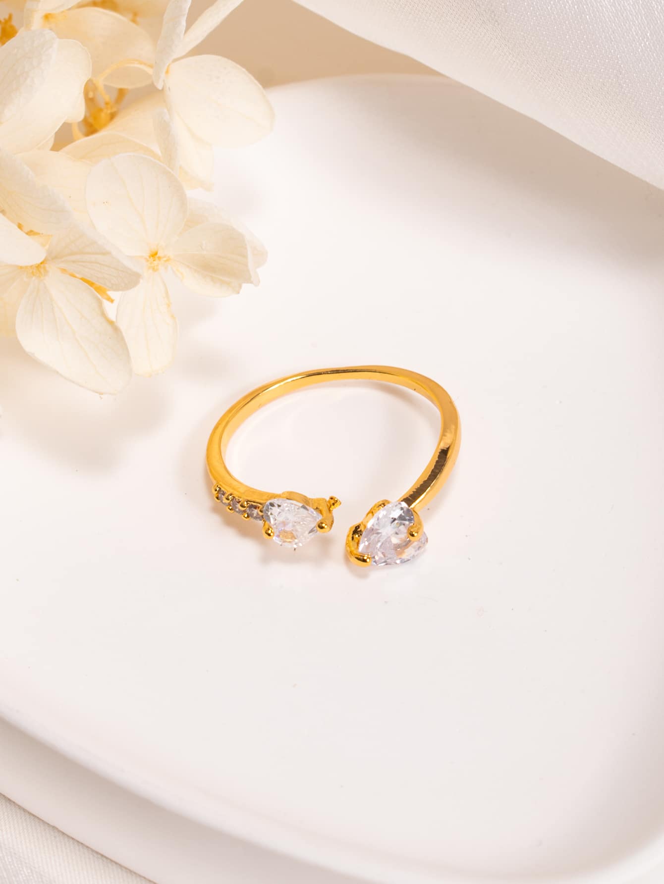 Cubic Zirconia Decor Cuff Ring | SHEIN USA