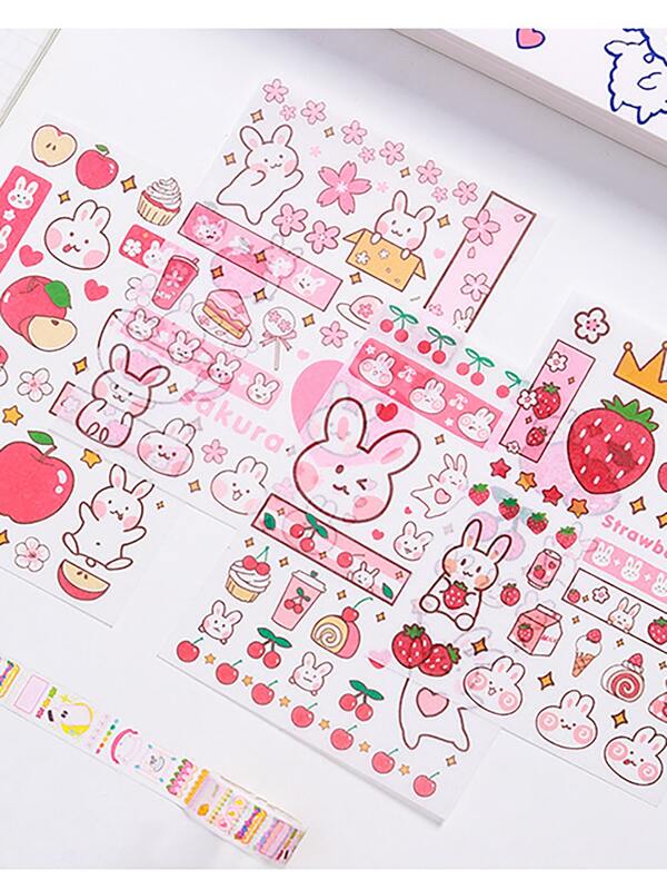 4sheets Cartoon Rabbit Print Random Sticker | SHEIN USA