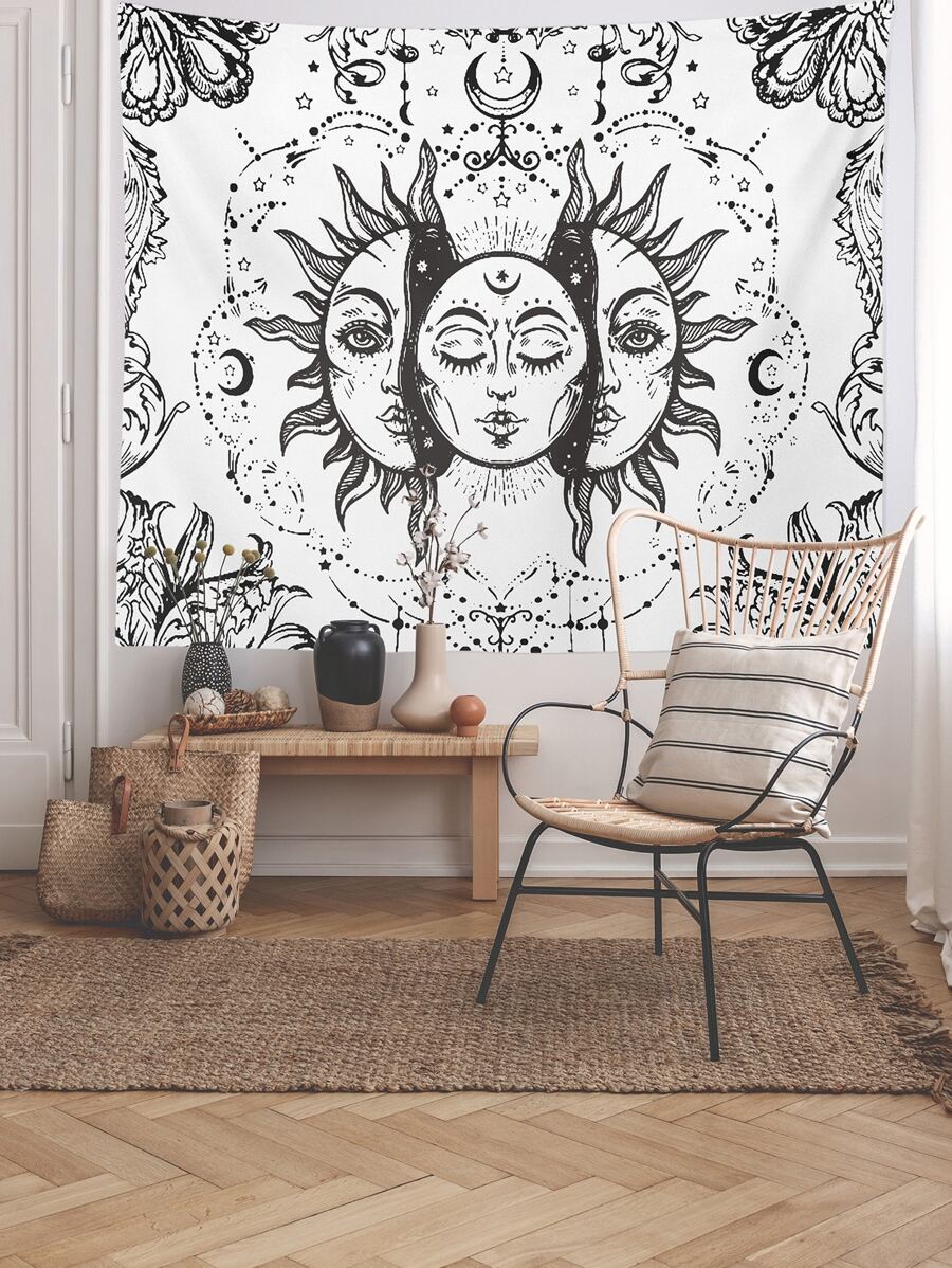 Sun & Moon Pattern Tapestry | SHEIN USA