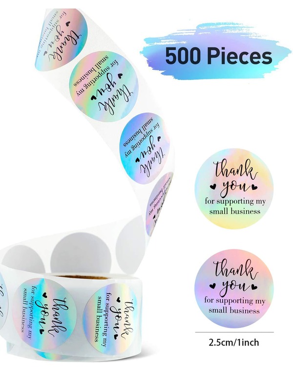 500pcs/1roll Slogan Graphic Gift Sticker, Holographic Paper Sticker ...