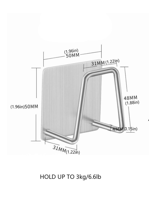 2pcs Stainless Steel Wall Hook, Silver Adhesive Sink Drain Rack For ...