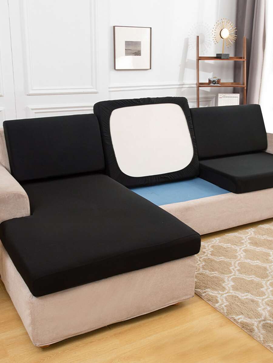 1pc Solid Color Stretchy Milk Silk Home Decor Sofa Seat Cushion Cover ...