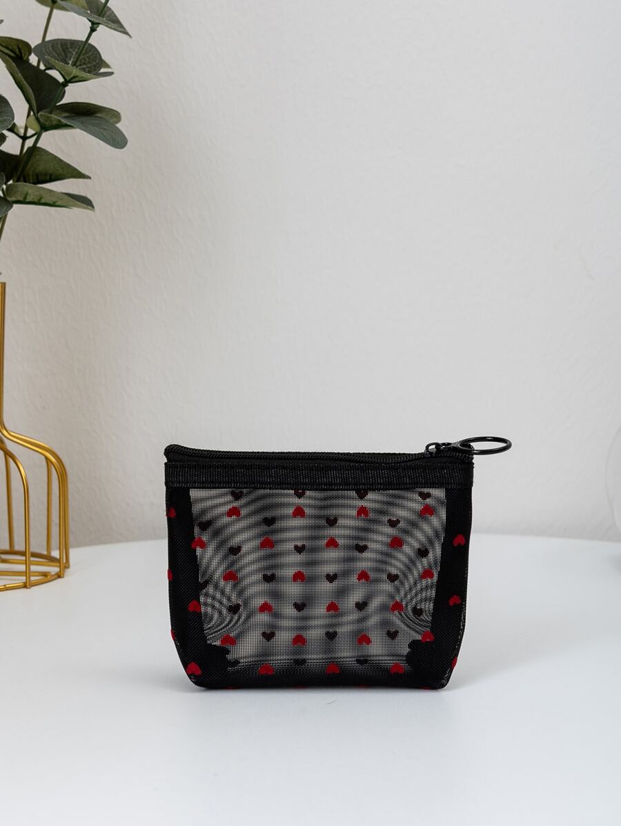 Heart Pattern Mesh Coin Purse | SHEIN USA