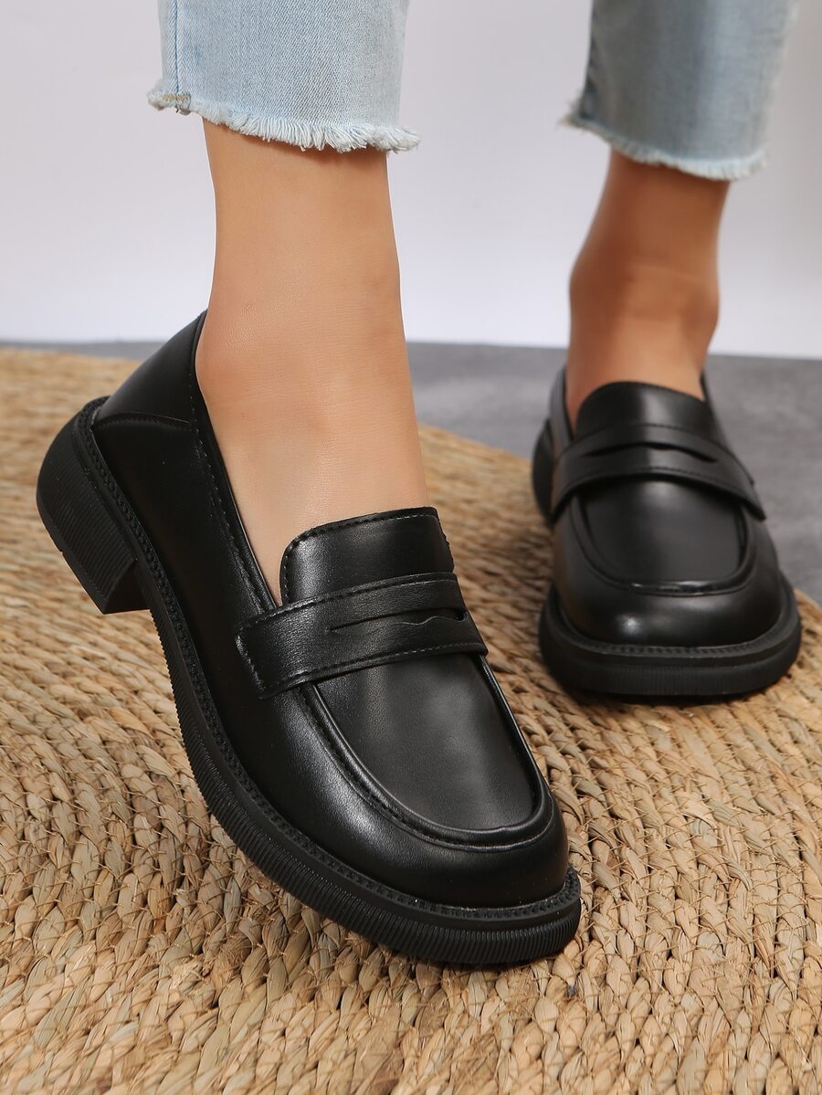 Women Slip On Flats, Elegant Black Loafer Flats | SHEIN USA