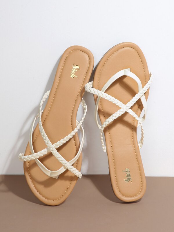Criss Cross Braided Strap Flip Flops | SHEIN USA