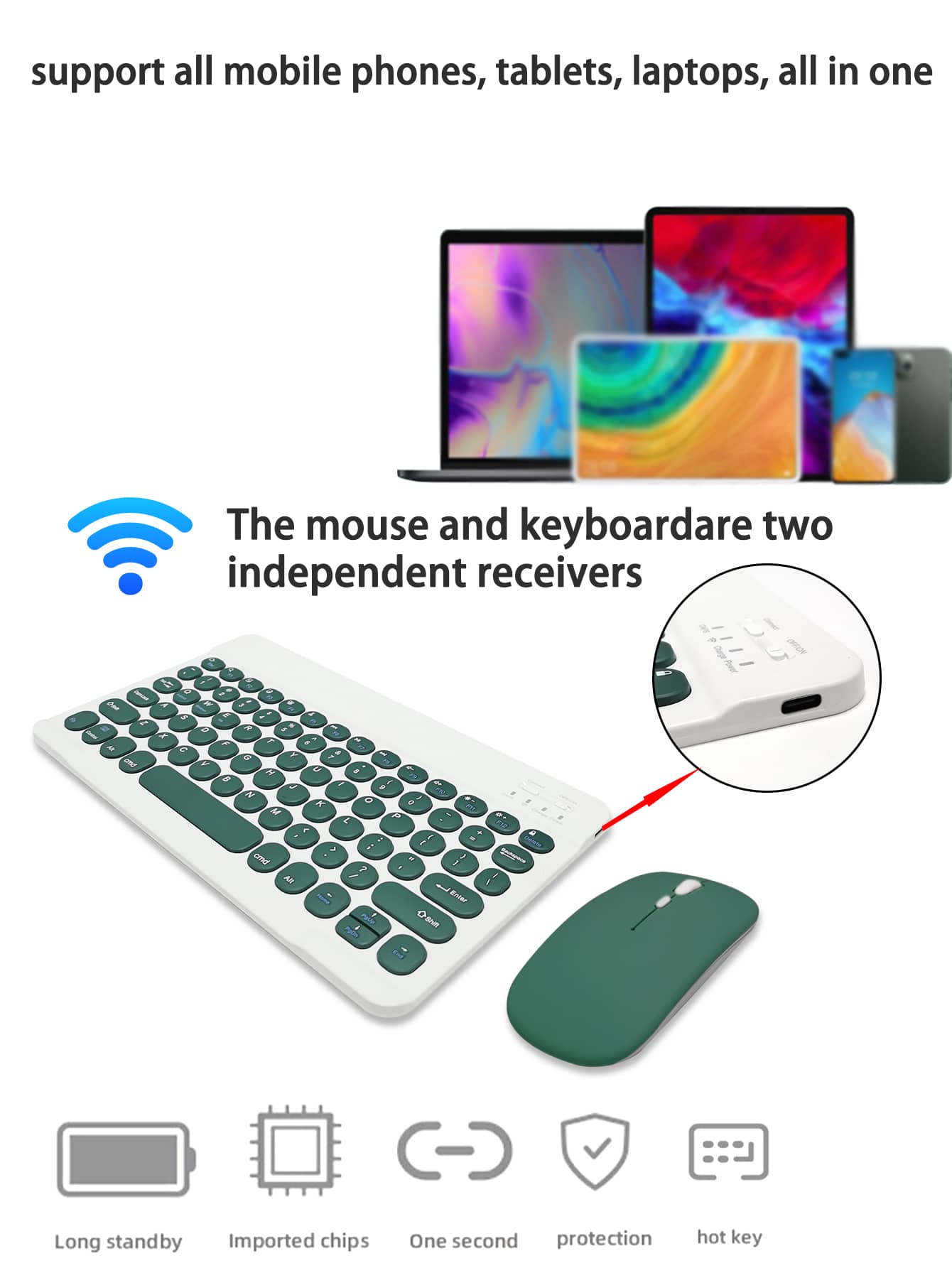 10-inch Wireless Round Keyboard And Connected Mouse Set | SHEIN USA