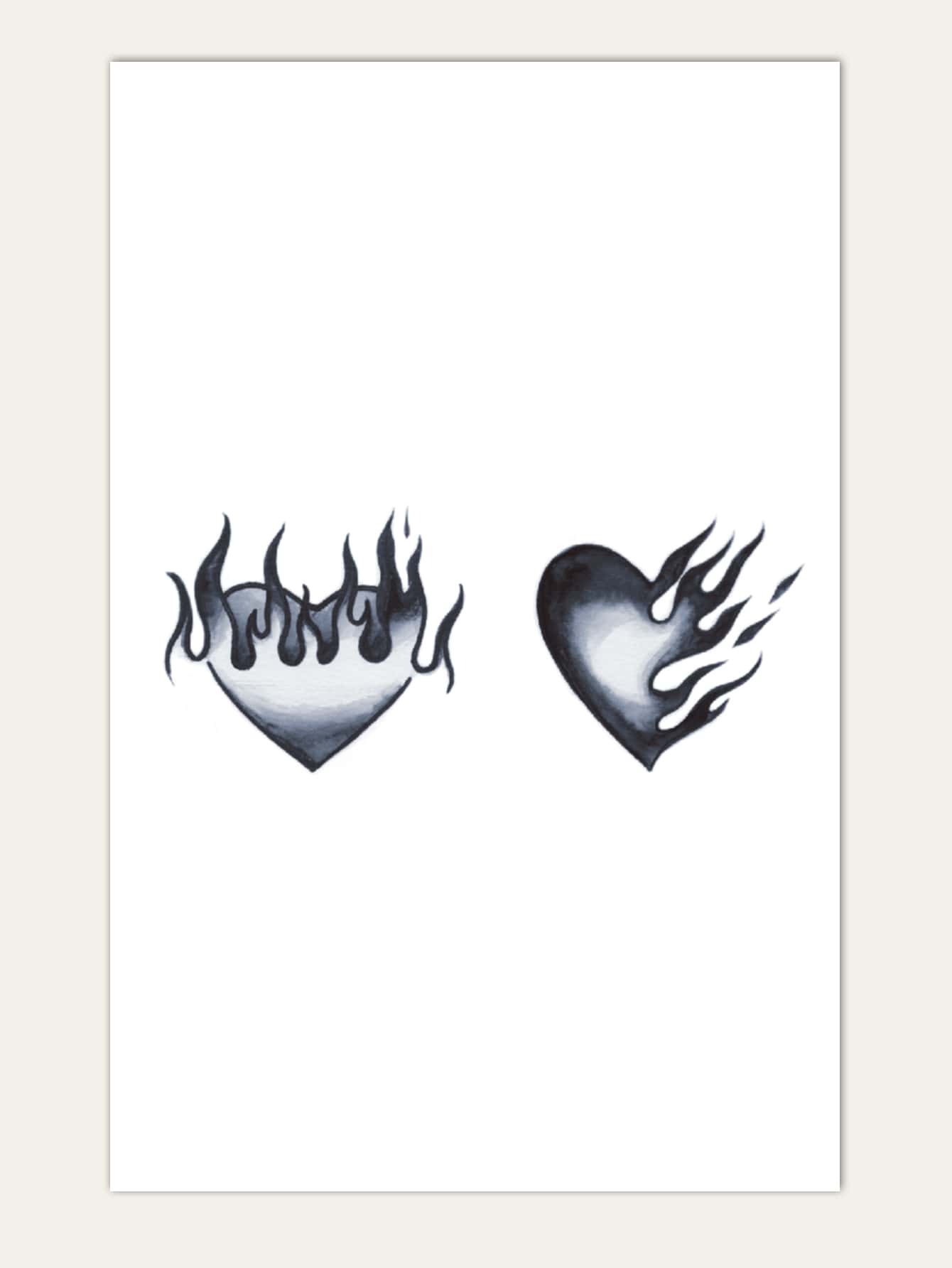 Tattoo Sticker,1 Sheet Heart & Fire Temporary Tattoos For Women,Tattoo ...