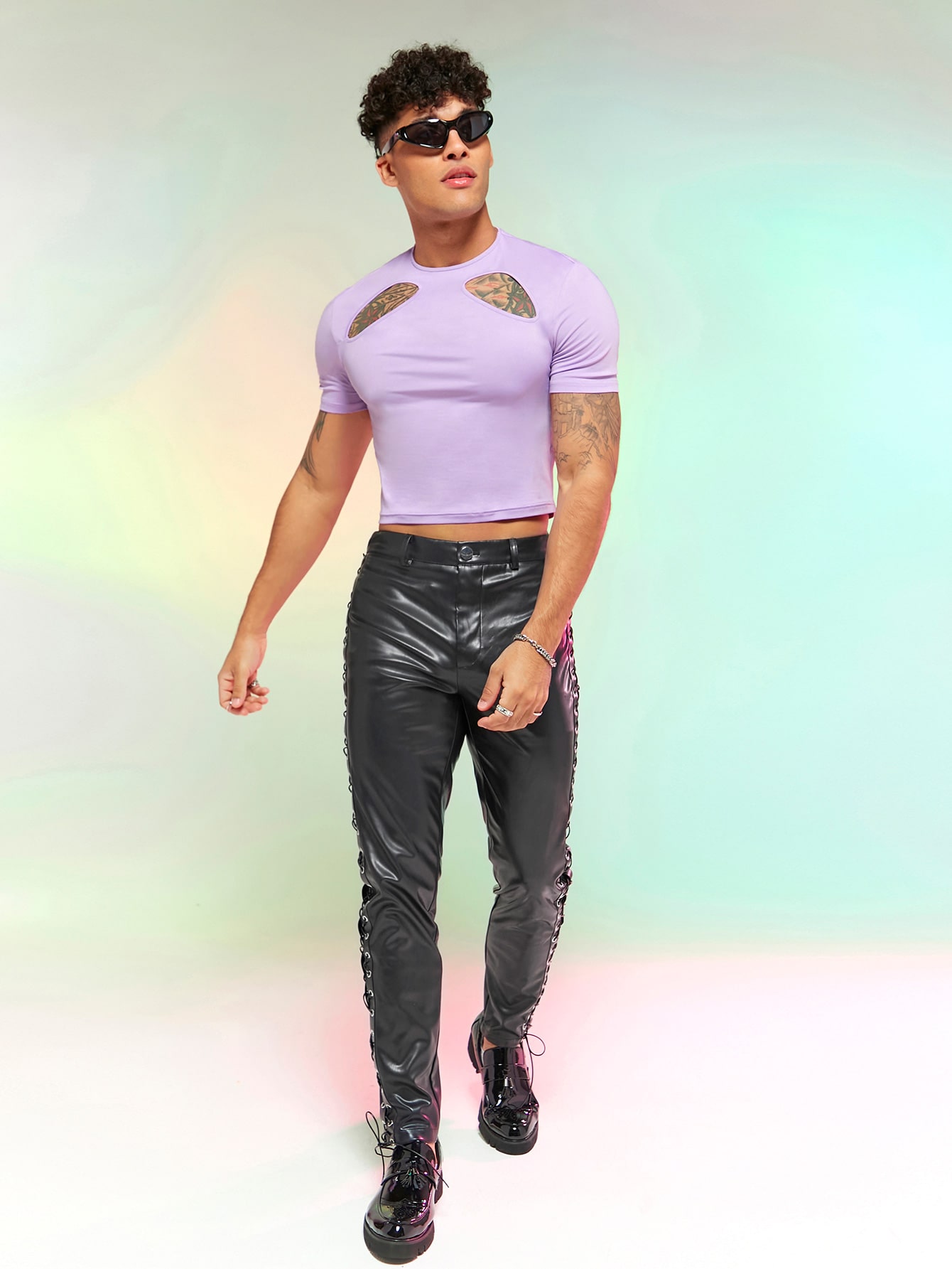 Manfinity Men Solid Cut Out Crop Tee | SHEIN USA