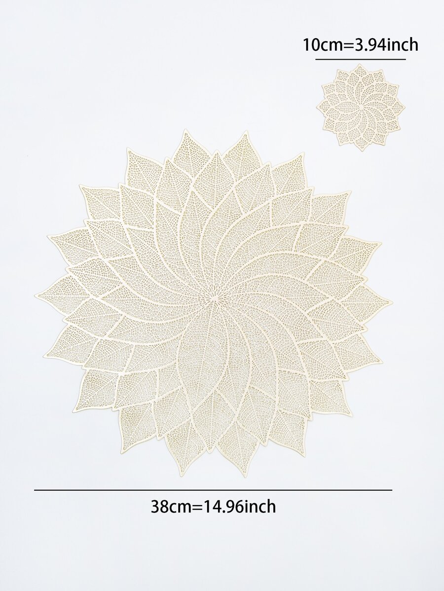 2pcs/set Flower Shaped Hollow Placemat & Coaster, Minimalist PVC Hollow ...