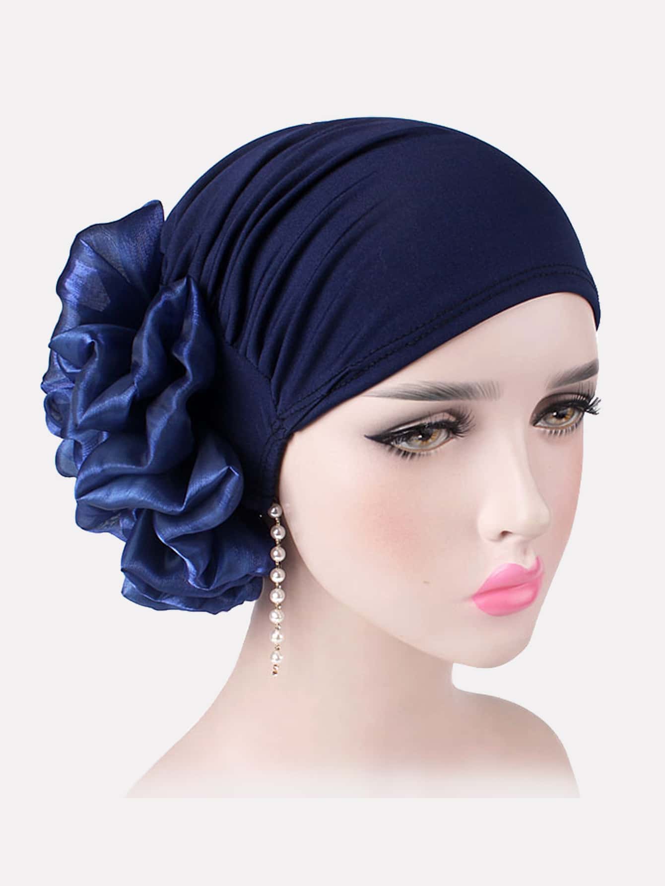 1pc Ladies' Elastic Headscarf Cap With Floral Pattern For Bonnet Hair ...