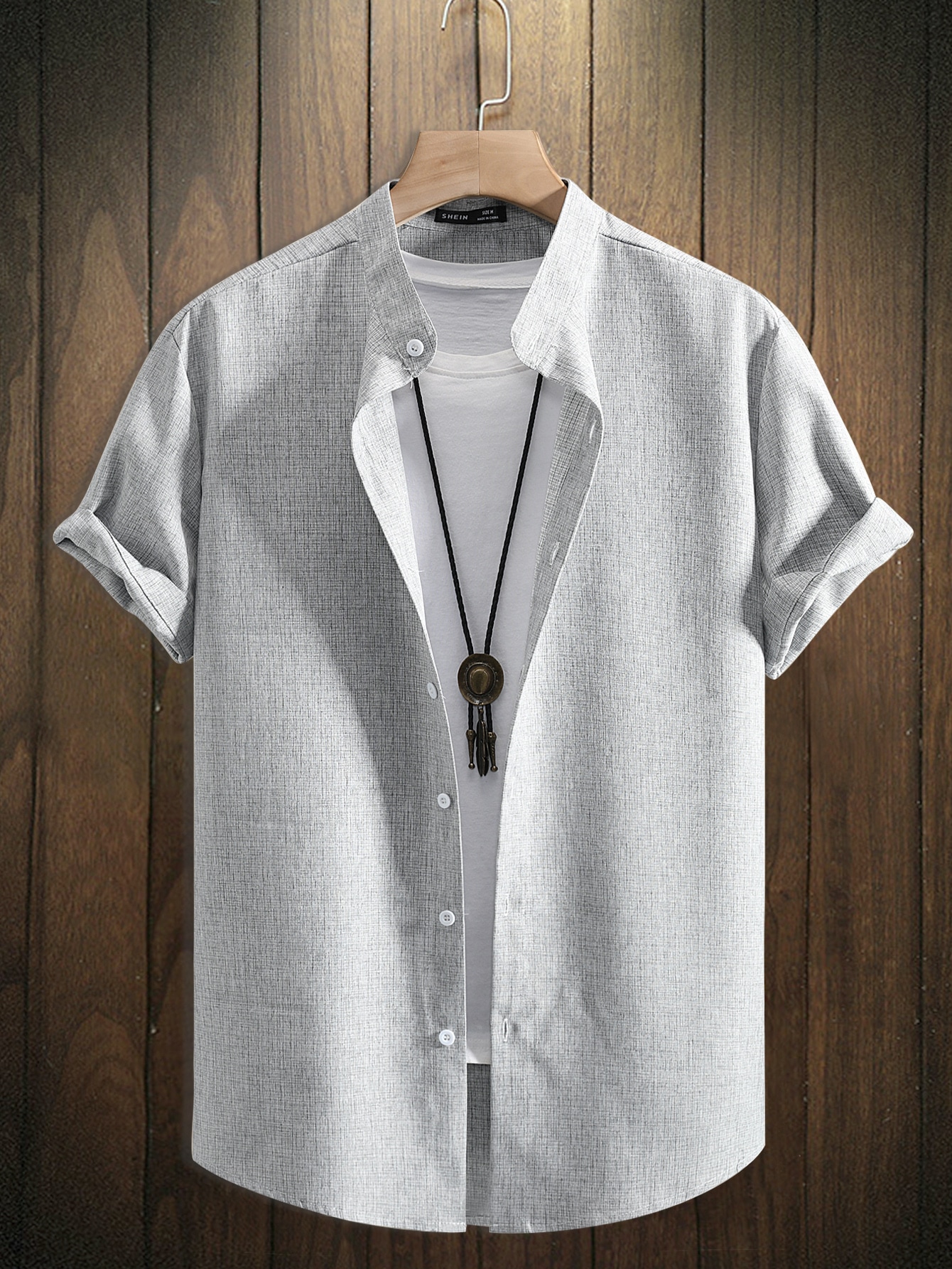 SHEIN Men 1pc Solid Button Up Shirt