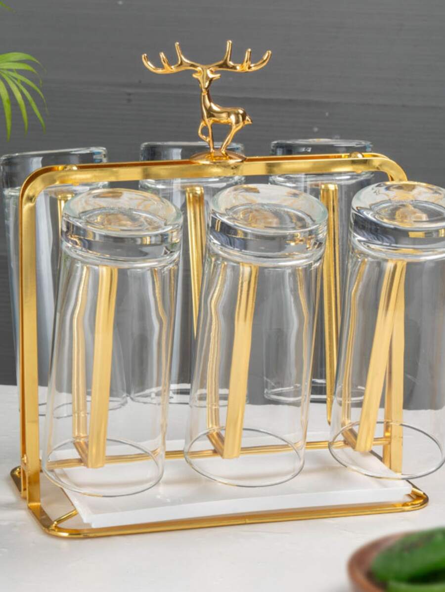 1pc Iron Cup Sink Drying Rack, Modern Elk Decor Over The Sink Cup Rack ...