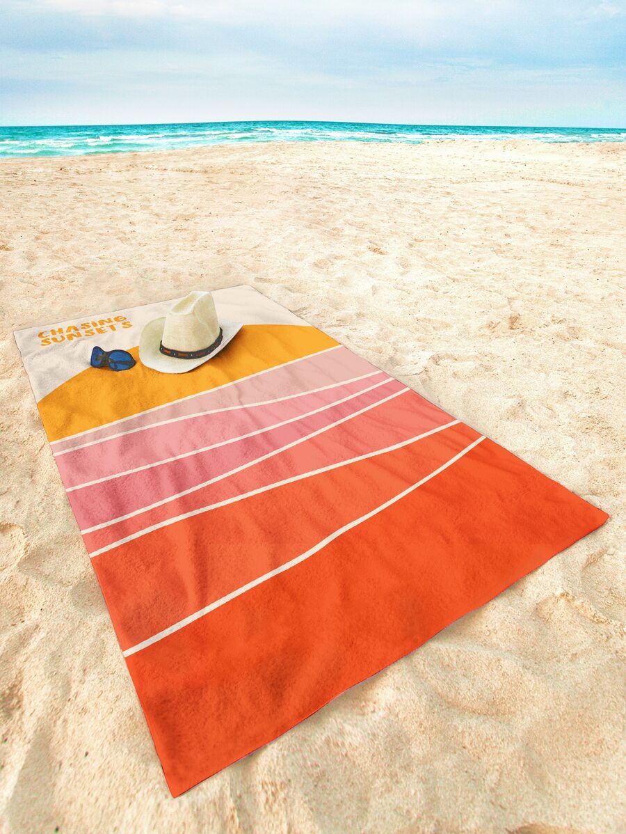 1pc Sun Pattern Print Beach Towel, Fiber Rectangle Travel Beach Towel ...