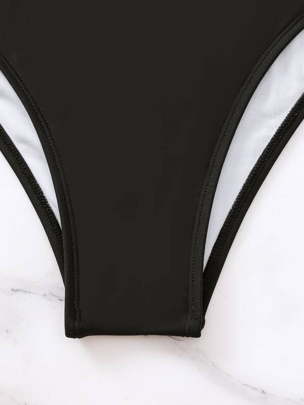 SHEIN Swim Vcay Color Block Tie Shoulder One Piece Swimsuit | SHEIN USA