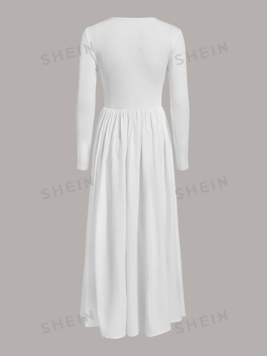 SHEIN EZwear Solid Scoop Neck A-line Dress | SHEIN USA