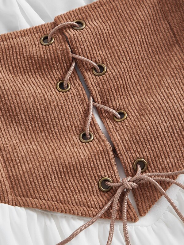 SHEIN MOD 2 In 1 Lace Up Ruched Bust Dress | SHEIN UK