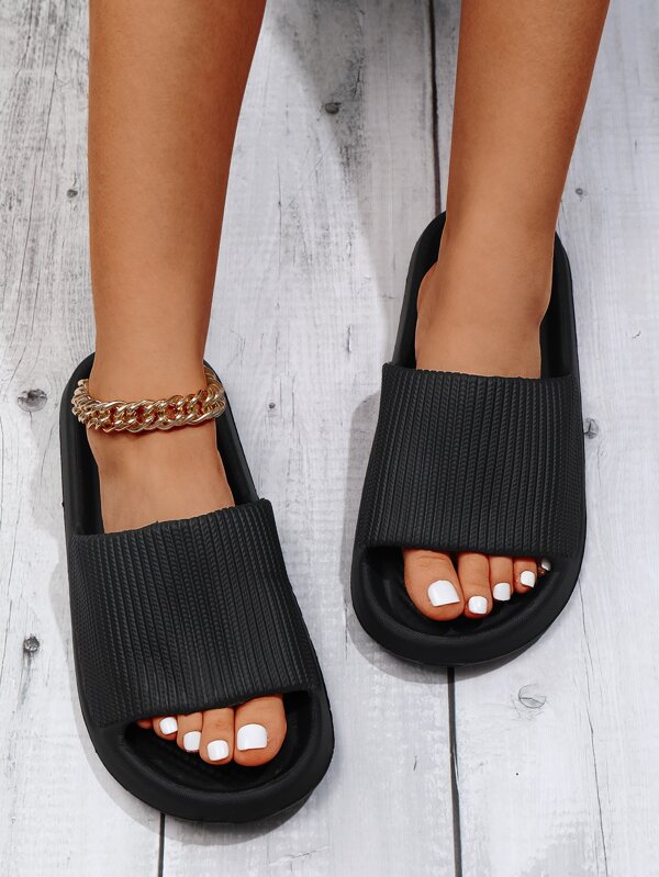 Cool Black Slides For Women, Single Band EVA Slides | SHEIN USA