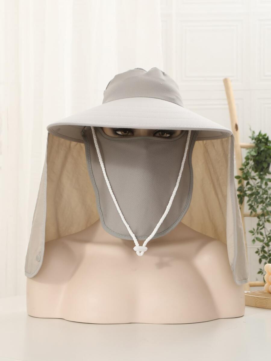 Solid Wide Brim Hat With Neck Flap | SHEIN USA