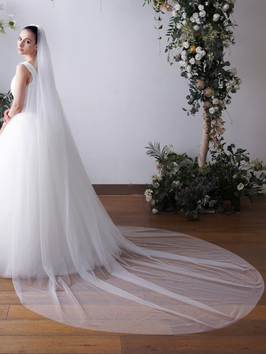 3m*3m Simple White Bridal Wedding Veil With Trailing, Minimalist Design ...
