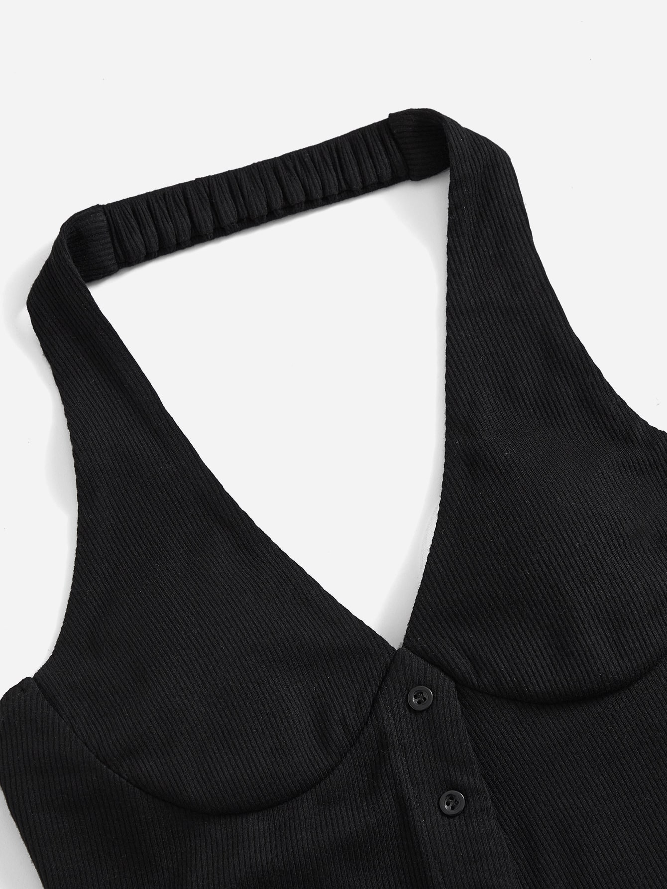 SHEIN EZwear Solid Button Front Halter Top | SHEIN USA