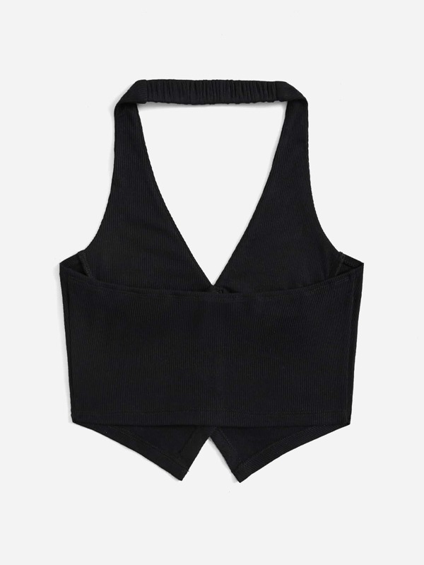 SHEIN EZwear Solid Button Front Halter Top | SHEIN USA