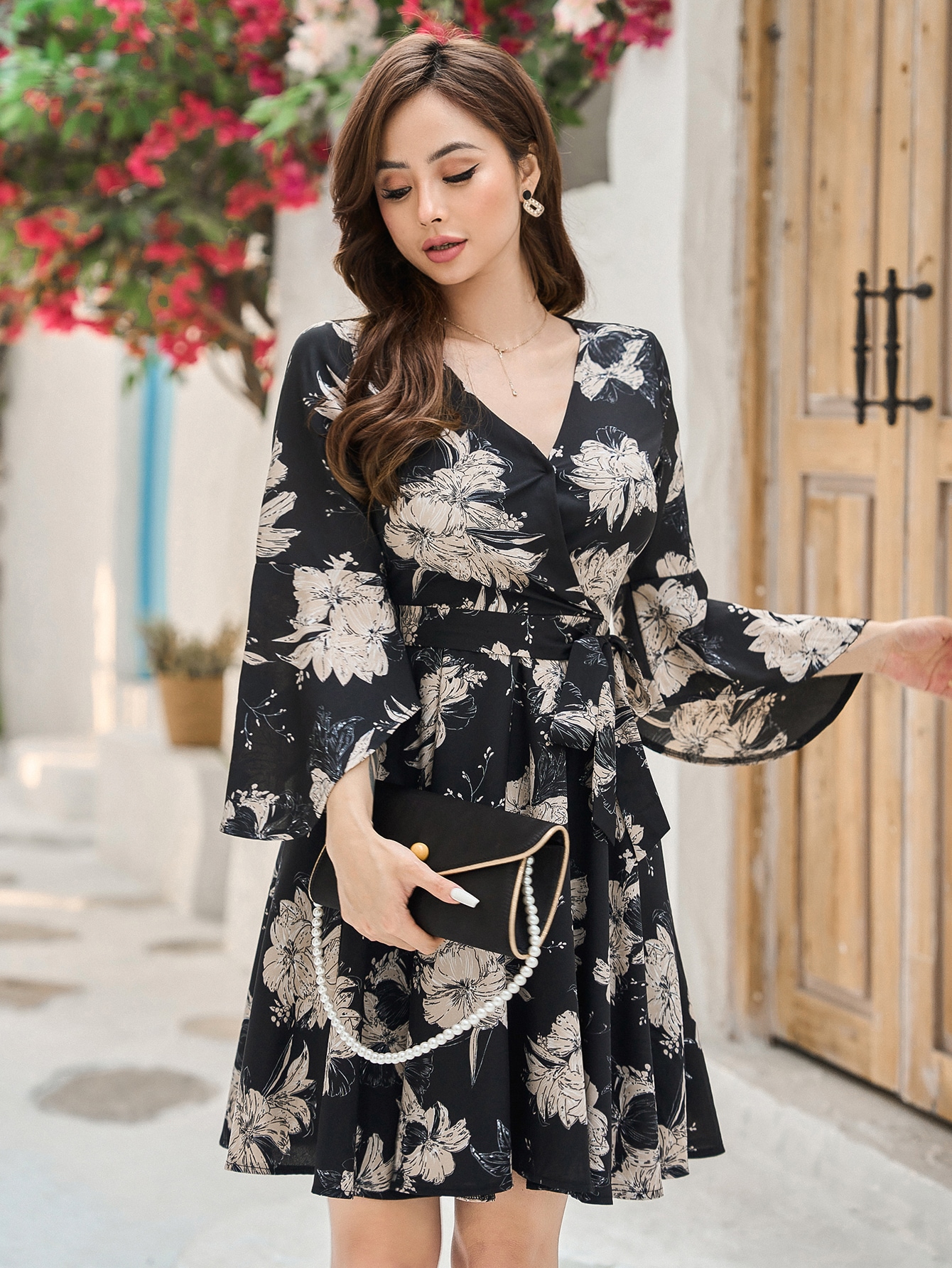 DAZY Floral Print Belted Dress | SHEIN UK