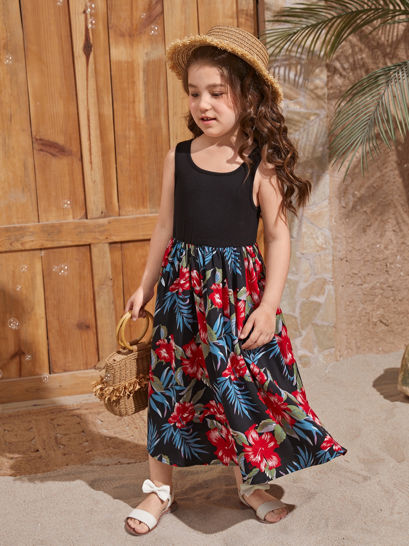 SHEIN Kids SUNSHNE Niñas 1 pieza Vestido con estampado tropical | Moda ...