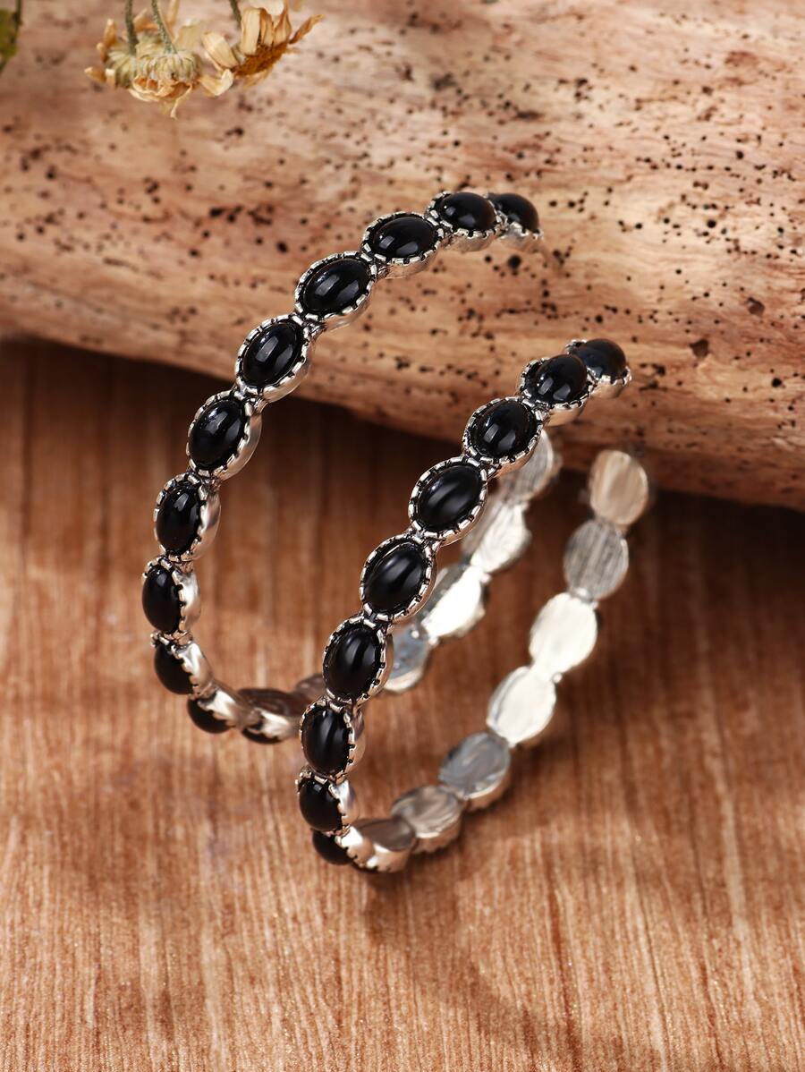 Stone Decor Hoop Earrings | SHEIN USA