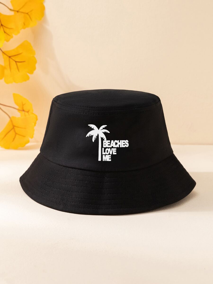 Men Coconut Tree & Letter Graphic Bucket Hat | SHEIN USA