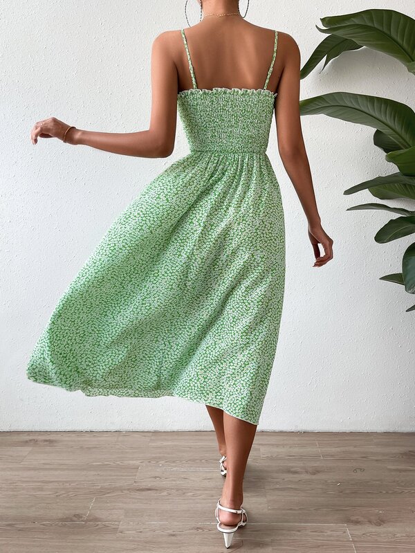 SHEIN VCAY Boho Vrolijke Bloemetjes Jurk Ruches Gefronst | SHEIN Nederland