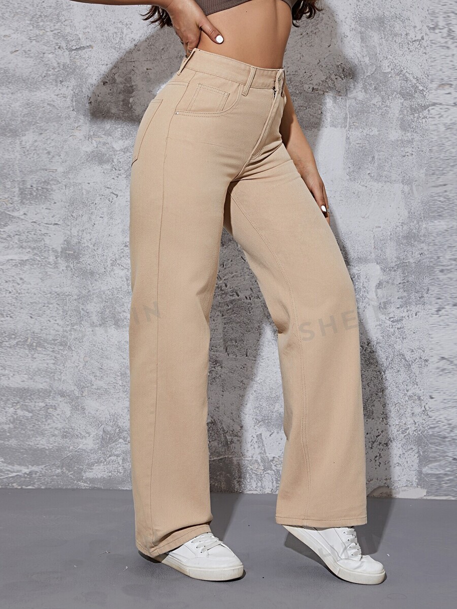 SHEIN EZwear Solid Straight Leg Jeans | SHEIN USA