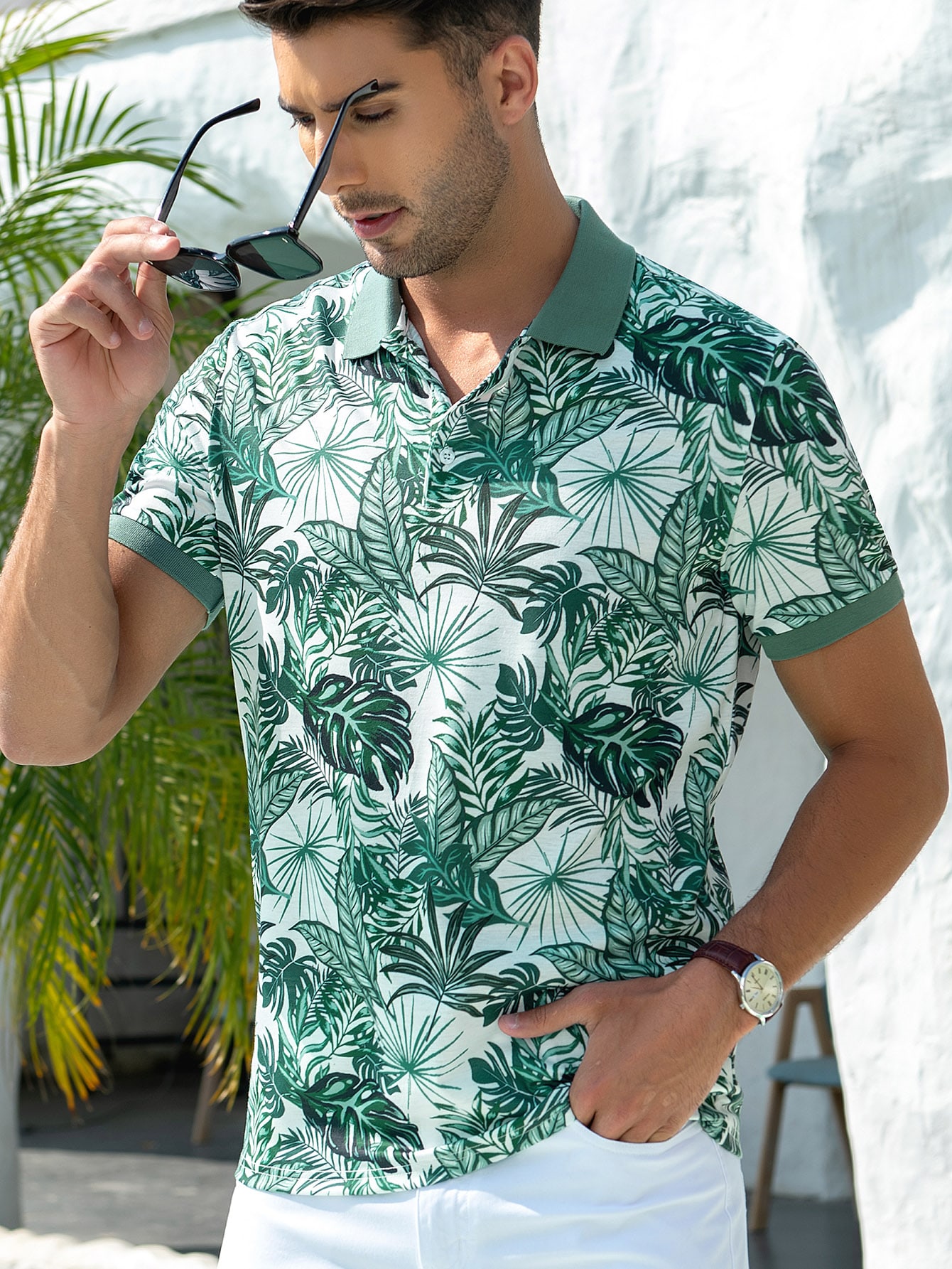 Manfinity RSRT Men Tropical Print Polo Shirt | SHEIN UK