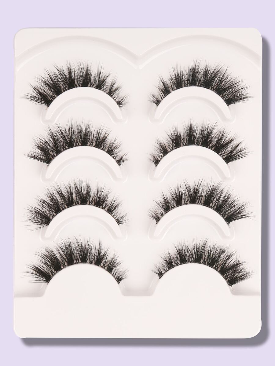 Separated False Eyelashes, 4 pairs 13mm natural cross cute cat eye ...