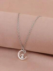 Moon & Rabbit Charm Necklace | SHEIN USA