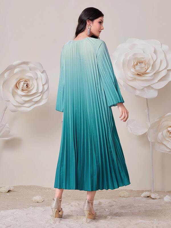 SHEIN Najma Ombre Pleated Dress Without Belt | SHEIN UK