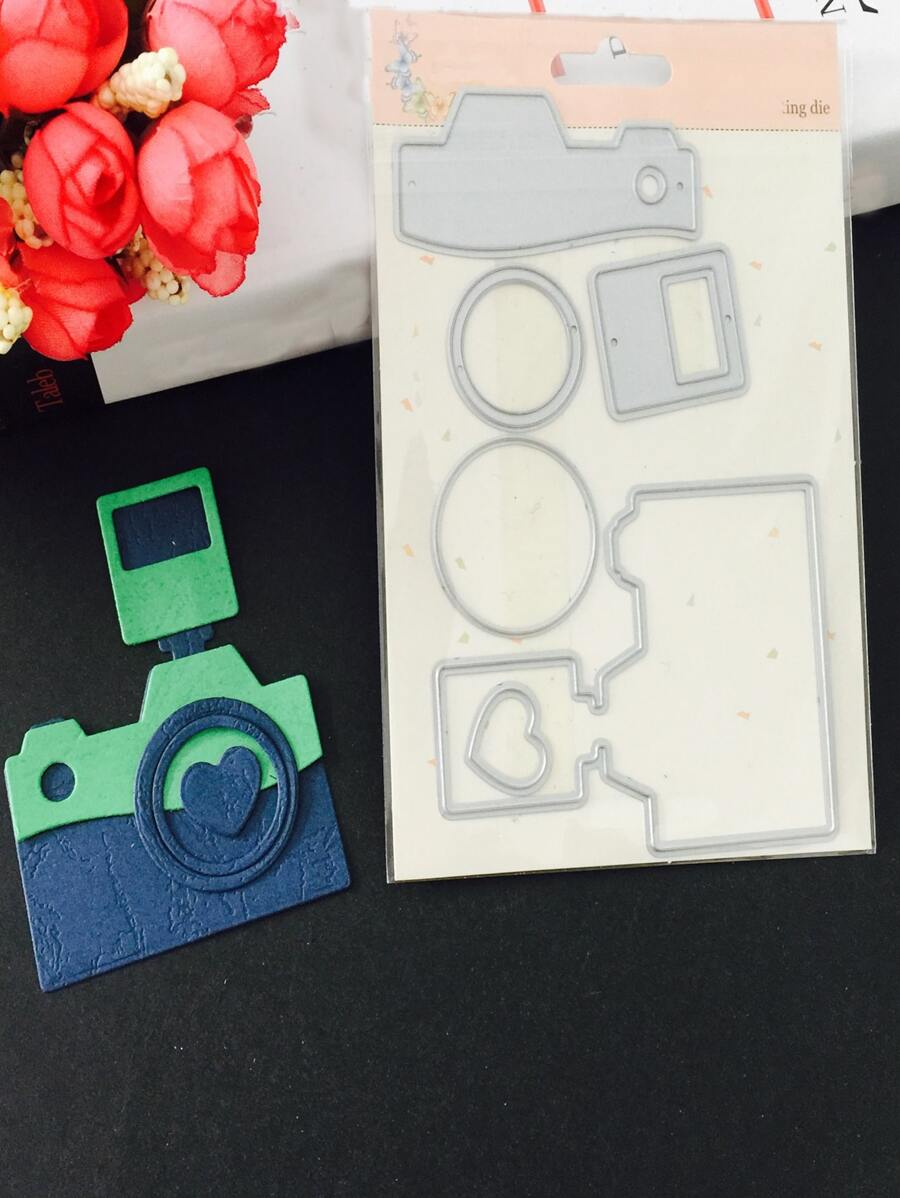 1pc Carbon Steel Cutting Die, Modern Camera Design DIY Etched Stencil ...