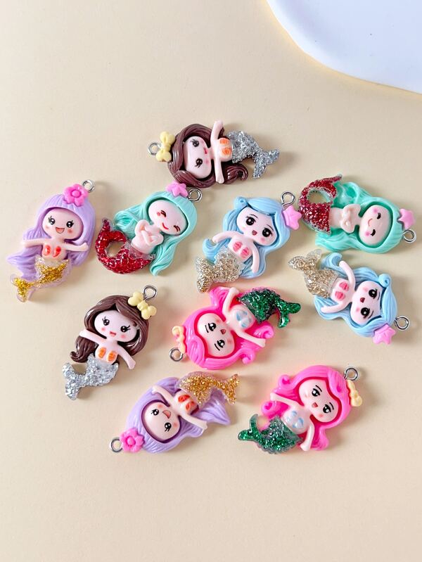 10pcs/set Random Resin Mermaid DIY Pendant | SHEIN USA