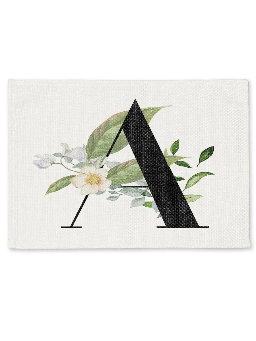 1pc Polyester Place Mat, Modernist Leaf & Letter Graphic Table Mat For ...