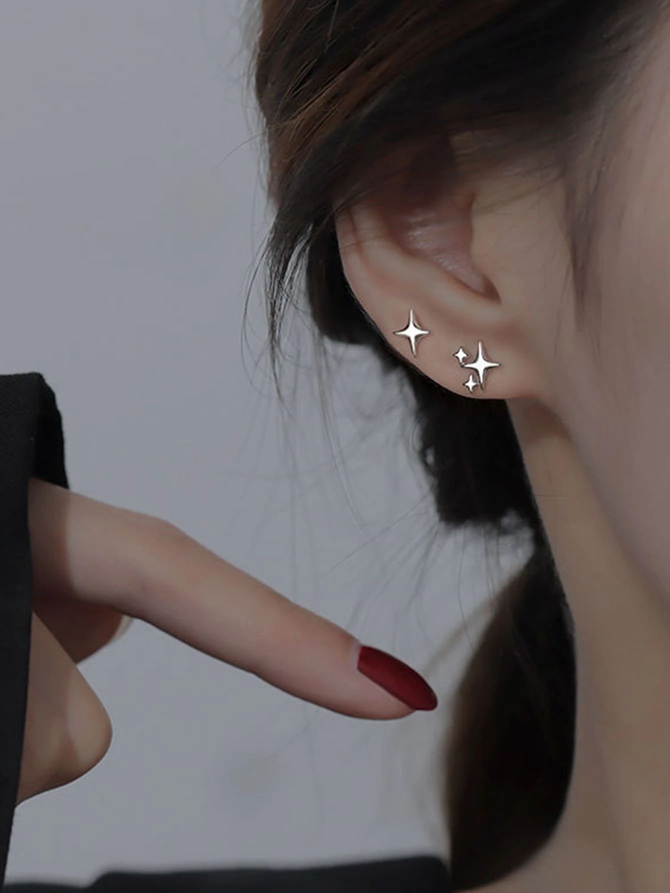 1pair Asymmetrical Four-Pointed Star Earrings For Women, Unique Design ...